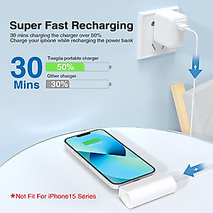 ATGIH Portable Charger for iPhone,5000mAh Ultra-Compact Fast Power Bank Compatible with iPhone 6/7/8/SE/11/XR/12/12 Pro Max/13/13 Pro Max/14/14 Pro Max/14 Plus/iPad Series（White）