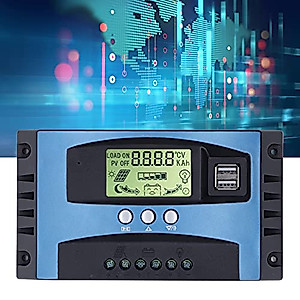 MPPT Solar Controller, 12V 24V Aluminum Alloy High Efficiency Accurate Display Full Protection Solar Panel Regulator for Home(40A)