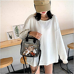 Hipi-shop Color small Clear Crossbody bag shoulder bag handbag for Anime Lolita Bag DIY Cosplay Display handbag (Black)
