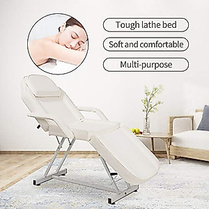 Lovpear Adjustable Massage Bed Waxing Table for Profeesioanl Tattoo Chair Eyelash Chair Salon Spa Equipment(White)