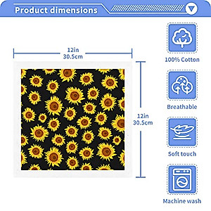 Kigai 4 Pack Beautiful Sunflower Washcloths – Soft Face Towels, Gym Towels, Hotel and Spa Quality, Reusable Pure Cotton Fingertip Towels