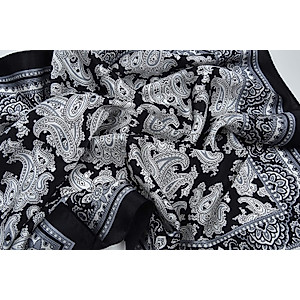 corciova Paisley White Black Western Neck Scarf Men Neckerchief 21x21 Women Silk Hair Scarf Ladies Short Bandana Purse Scarf