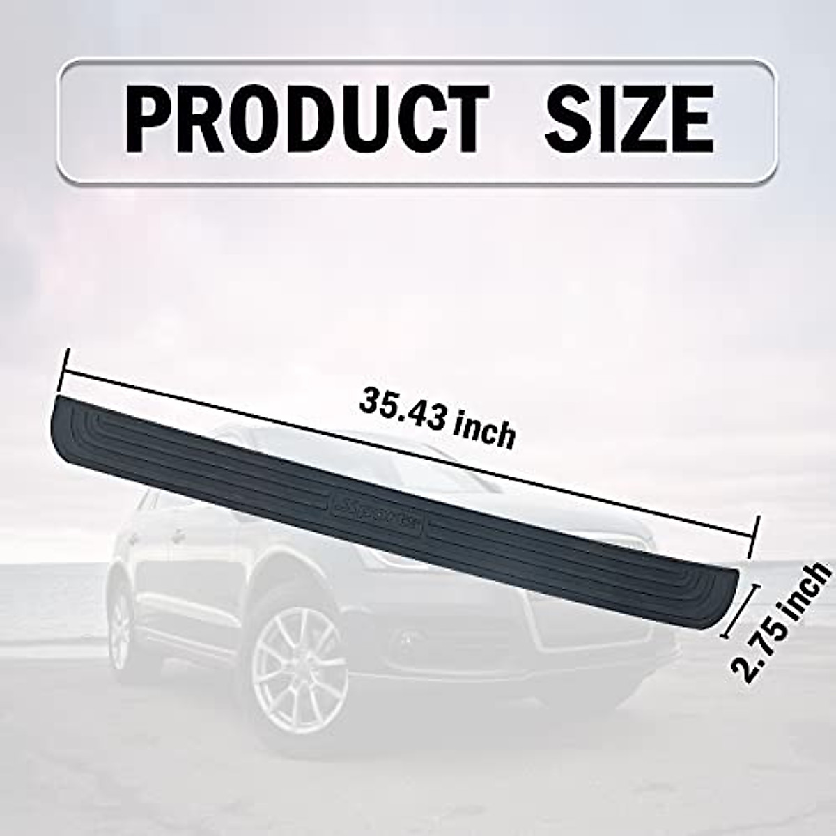 Ajxn 1 PC Car Rear Bumper Protector 35"*2.75", Car/SUV Universal Rubber Anti-Scratch Trunk Exterior Accessories（Black #1）