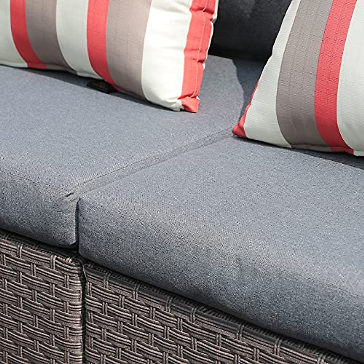 SUNSITT Outdoor Wicker Loveseat Patio Furniture with Grey Cushions, Sofa Cover & 2 Throw Pillows Included, Grey Brown PE Wicker