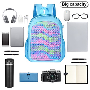 Gigilli Pop School Backpack for Girls, Rainbow Lightweight Girls Pop Bookbag Backpack for School, Large Capacity Elementary Schoolbag for School Supplies Birthday, Back to School Gifts for Girls Kids