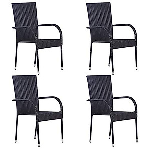 Camerina 5 Piece Patio Dining Set Patio Table and Chairs Set Outdoor Patio Dining Set Outdoor Patio Furniture Patio Set Black Poly Rattan 3156656