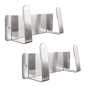 Pot Lid Rack, Wall Mounted 304 Stainless Steel Pan Lid Organizer Holder, 3M Self Adhesive, Kitchen Cooking Utensil Tool (Silver, Set of 2)