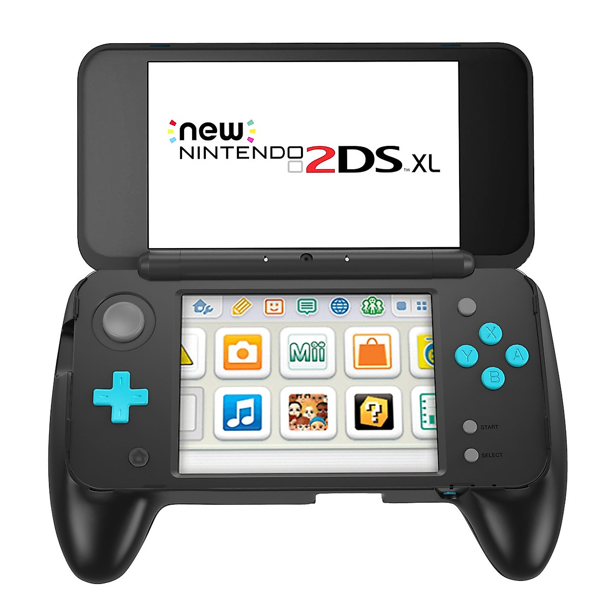 MoKo Handle Grip Compatible with Nintendo New 2DS XL, Anti-Slip Protective Grip with Stand Compatible with Nintendo New 2DS XL/LL (2017) - Black