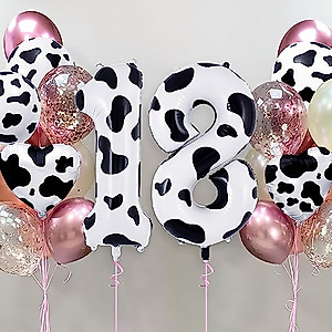 Cow Print Number 1 Balloon, Large 40 Inch Cow Number Birthday Balloons, Foil Mylar Number 1 Balloons for 1st first Birthday Party Decorations Supplies Animal Farm Cowboy Cowgirl Themed Party