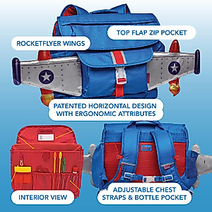 Bixbee Kids Backpack, Blue Rocket Bookbag for Girls & Boys Ages 5-7 | Daycare, Preschool, Elementary School Bag for Kids | Easy to Carry & Water Resistant