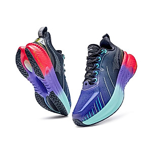 ONEMIX Breathable Men's Max Cushioned Walking Shoes with Arch Support for Plantar Fasciitis Flat Foot Pain Relief Air Lightweight Jogging Running Sneakers Shoes Non Slip Thick Sole,Purple,Size 11