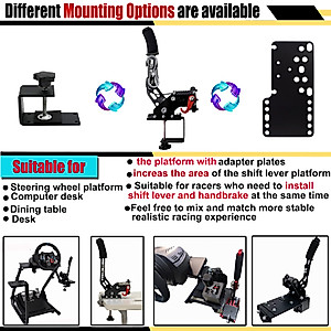 Obokidlyamor 64Bit PC USB Handbrake For 2 IN 1 Compatible with PS4/PS5 Console Controller and PC system; Work on For Logitech G29 Racing Steering wheel (With Clamp & Plate, Black)
