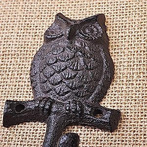 Lemonadeus Metal Wall Mount Hook Leash Holder Coat Hat Hanger Cast Iron Garden Hook with Screws (owl Hook （Set of 3）)
