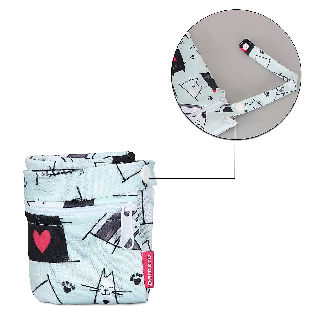 Damero Cloth Diaper Wet Dry Bag with Handle for Swimsuit, Pumping Parts, Wet Clothes and More, Ideal for Travel, Exercise, Daycare, Swimming, Reusable and Water-Resistant (Small,Cats)