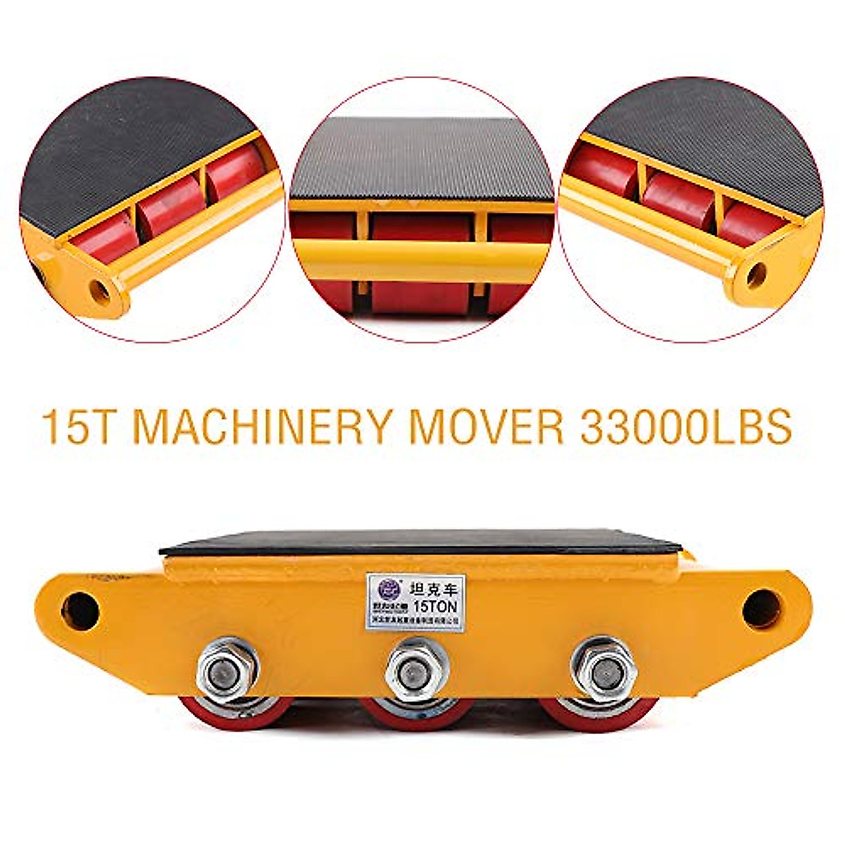 33000lbs Heavy Duty Machine Dolly Skate Machinery Roller Mover Cargo Trolley 15T