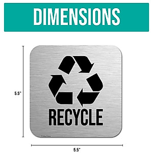 Recycle and Trash Magnets for Kitchen Trash Cans and Recycling Bins, Indoor Trash and Recycle Magnet Combo for Garbage Can Logo Symbol, 2 Magnetic Sticker Adhesives, 5.5 Inch Square, Outdoor Waste Bin