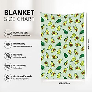 Avocado Green Fruits Throw Blanket Super Soft Warm Bed Blankets for Couch Bedroom Sofa Office Car, All Season Cozy Flannel Plush Blanket for Girls Boys Adults, 60 X 40 Inch
