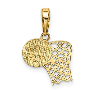 14k Basketball Hoop and Ball Pendant QC3777