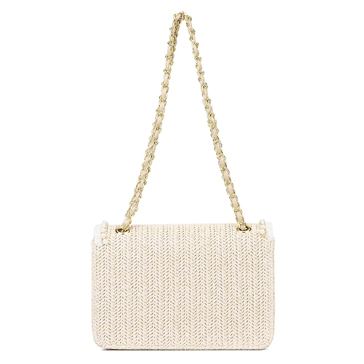 Olivia Miller Women's Fashion Arabella Tan Beige Woven Straw w Front Flap, Small Crossbody Bag w Shoulder Bag Convertible Strap, Casual Trendy Purse Handbag