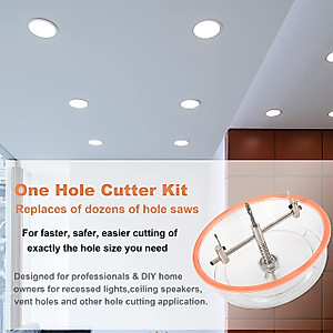 Toolly Adjustable Hole Saw Cutter Kit 1-5/8" to 8" (40-200mm) Twin Blade Circle Hole Saw Cutter with ABS Dust Shield for Making recessed Lights, Speaker Holes or Ventilation Holes