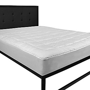 Flash Furniture Capri Comfortable Sleep Mattress Pad-Cotton Top-Deep Pockets-Hypoallergenic, Full, White