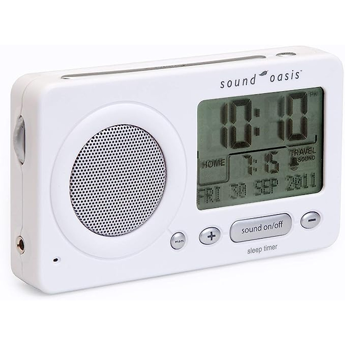 Sound Oasis S-850W Travel Sleep Sound Therapy System (White), Jet-Lag Reduction Sound with Voice Memo, 18 Soothing Natural Sounds