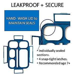 kinsho Bento Lunch Box Kids, Leakproof Lunch Containers for Boys Girls Adults with 6 Compartments - School, Daycare, Meal Planning Portion Control Container, BPA-Free Boxes, Utensils, Navy Blue