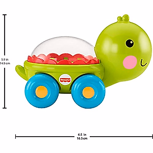 Fisher-Price Baby Crawling Toy Poppity Pop Turtle Push-Along Vehicle With Ball Popping Sounds For Ages 6+ Months