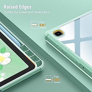 Fintie Hybrid Slim Case for Samsung Galaxy Tab S6 Lite 10.4 Inch 2024/2022/2020 with S Pen Holder, Shockproof Cover with Clear Transparent Back Shell, Emerald Marble