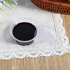 Disposable Sauce Cup, 4 Sizes 50Pcs Disposable Plastic Clear Sauce Chutney Cups Boxes With Lid Food Takeaway Hot for Restaurants(2oz)