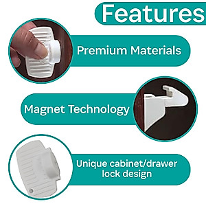Kidco Magnet Lock Set - 4 Pack Magnetic Locks for Child Protection