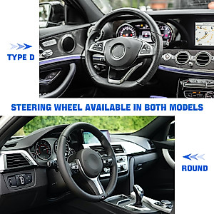 zipelo 14.5"-15" Car Steering Wheel Cover, Auto Interior Wheel Protector with Durable Soft Breathable Anti-Slip Linging Leather, Universal for Vehicles Trucks SUVs Accessories for Women (Style7-Blue)