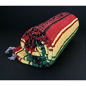 Open Road Goods Rasta Blanket or Hippie Blanket - Traditional Mexican Blanket/Mexican Falsa Blanket in Rasta Colors