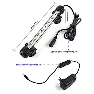 LED Aquarium Light, Smiful Fish Tank Light Submersible Underwater Crystal Glass LEDs Lights, 7.5"- White