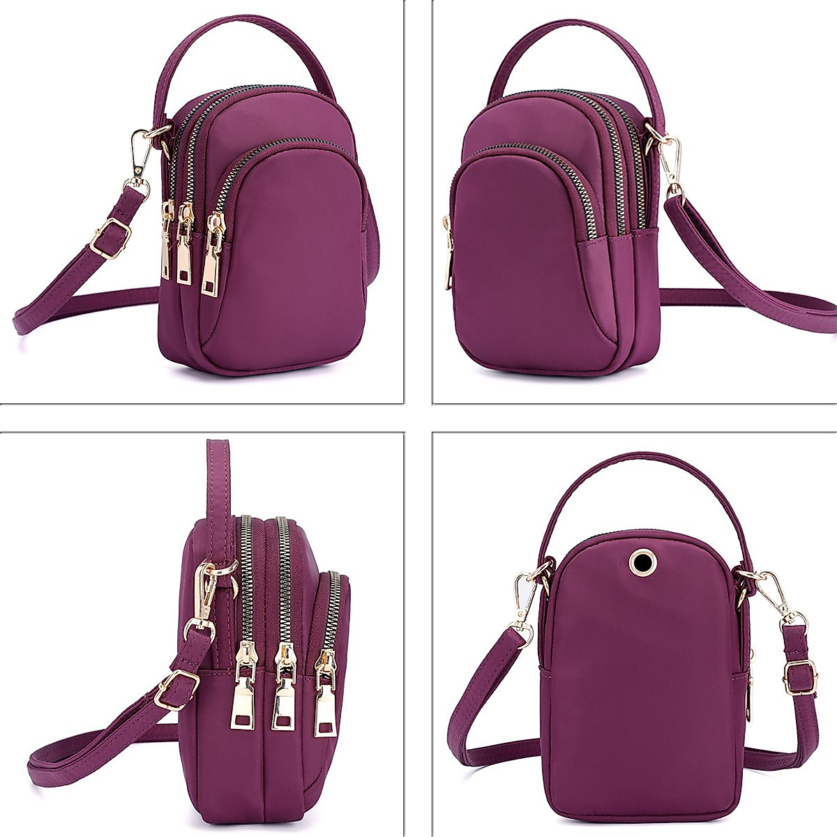 Collsants Nylon Small Crossbody Purse Smartphone Wallet Cell Phone Pouch For Women Girl (Black)