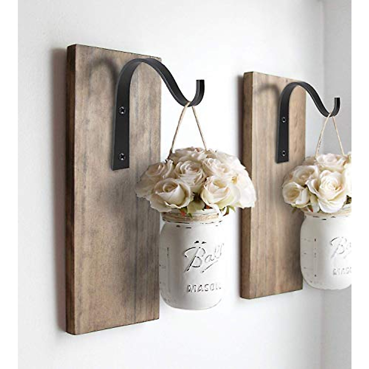 Mkono Plant Hanger Bracket 3 Inch, Iron Wall Hooks Decorative Coat Hook for Hanging Planter, Lanterns, Mason Jar, Bird Feeders, Wind Chimes, Hat, Indoor Outdoor Rustic Home Decor, 4 Pack