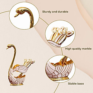 Decorative Gold Swan Base Holder with 6pcs Coffee Spoon Set - Creative Dessert Spoons,Gold