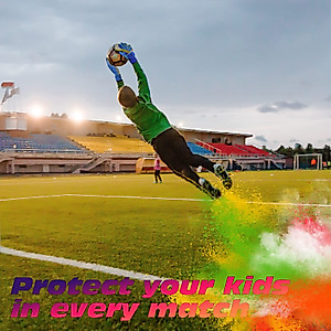 Sportout Kids Goalkeeper Gloves, Soccer Gloves with Double Wrist Protection and Non-Slip Wear Resistant Latex Material to Prevent Injuries (Blue, Size 6 Suitable for 8 to 12 Years Old)