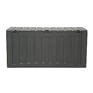 Ram Quality Products Plastic 90 Gallon Outdoor Lockable Backyard Storage Bin Deck Box for Cushions, Toys, Pool Accessories, and Towels, Gray