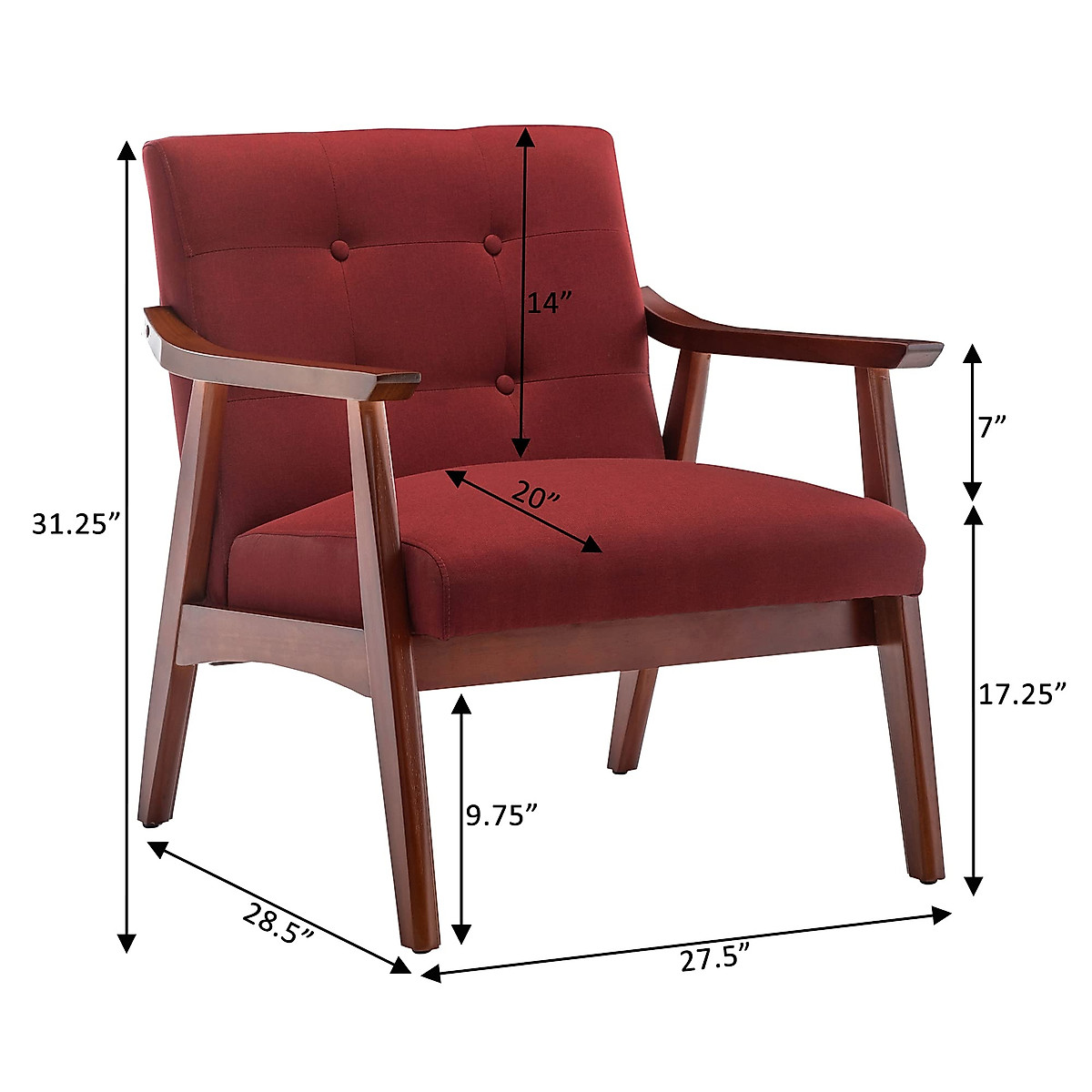 Convenience Concepts Take a Seat Natalie Accent Chair, 28.5" L x 27.5" W x 31" H, Garnet Red Fabric/Espresso