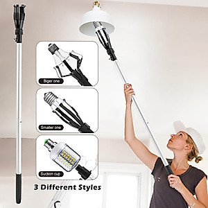 TLPCRKI 3-13FT Light Bulb Changer for High Ceilings, High Reach Light Bulb Changerwith Baskets and Suction Cup, Bulb Removal Tool for High Ceilings and Recessed Lights