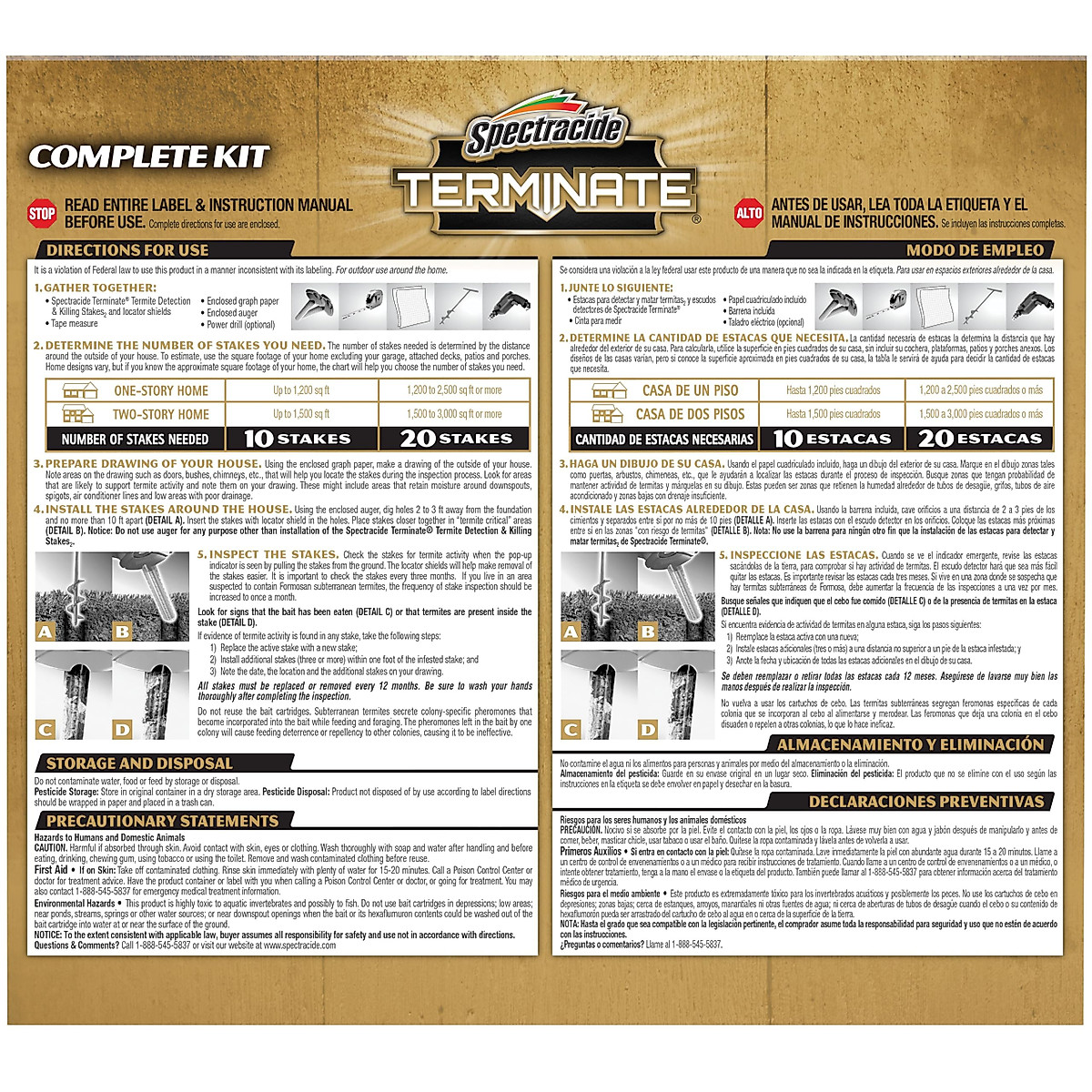 Spectracide Terminate Termite Detection & Killing Stakes, Kills Foraging Termites, Detects Termite Activity, 15 Count