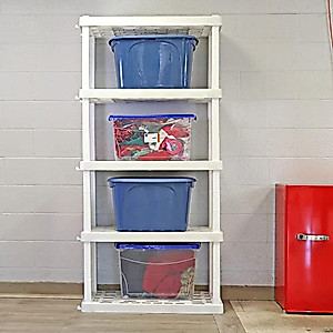 Koolatron Oskar 5-Tier Interlocking Storage Shelf, Holds 750 lbs (340 kg), W36 x D18 x H74, Utility Shelves for Garage, Basement, Shed, Workshop, Multipurpose Organizer Made in North America, White