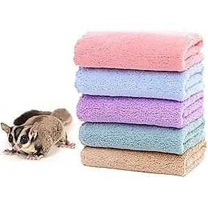 WCDJOMOP 5 Pcs Sugar Glider Blanket, Hamster Fleece Cage Liners, Soft Warm Pet Bedding Mats Sleep Pad Cover Bath Towels for Hamster Guinea Pig Rabbit Squirrel Chinchilla Hedgehog (30x30cm, 5 Pack)