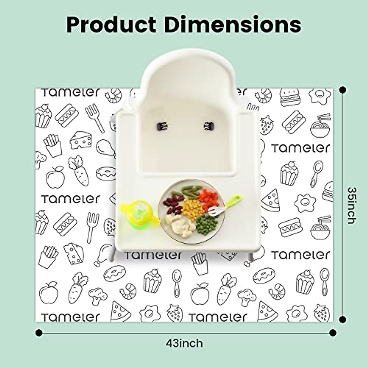 30 Pack Baby Splat Mat Under High Chair, 35'' x43'' Waterproof and Disposable Splash Mats, High Chair mat for Floor, Baby Led Weaning Supplies, Biodegradable, Compostable