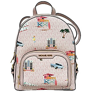 Michael Kors Jaycee Medium Zip Pocket Backpack Light Powder Blush Pink MK Miami