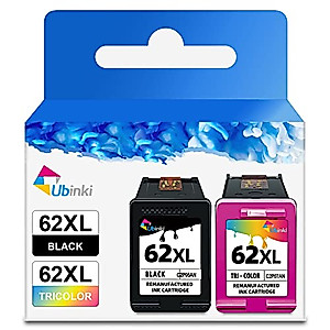 Ubinki 62XL Ink Cartridges Black Color Combo Pack Replacement for HP 62 hp62 XL 62XL for Envy 5540 5640 5660 7644 7645 OfficeJet 5740 8040 OfficeJet 200 250 Series Printer(1 Black, 1Tri-Color, 2-Pack)