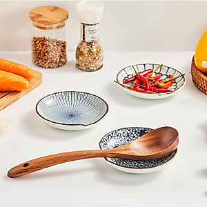 Ceramic Spoon Rest for Stove Top, Spoon Holder Set of 4 Kitchen Counter Coffee Spoon Rest 4.8 Inches Ceramic Pasta Spoon Microwave and Oven Safe Modern Kitchen Décor