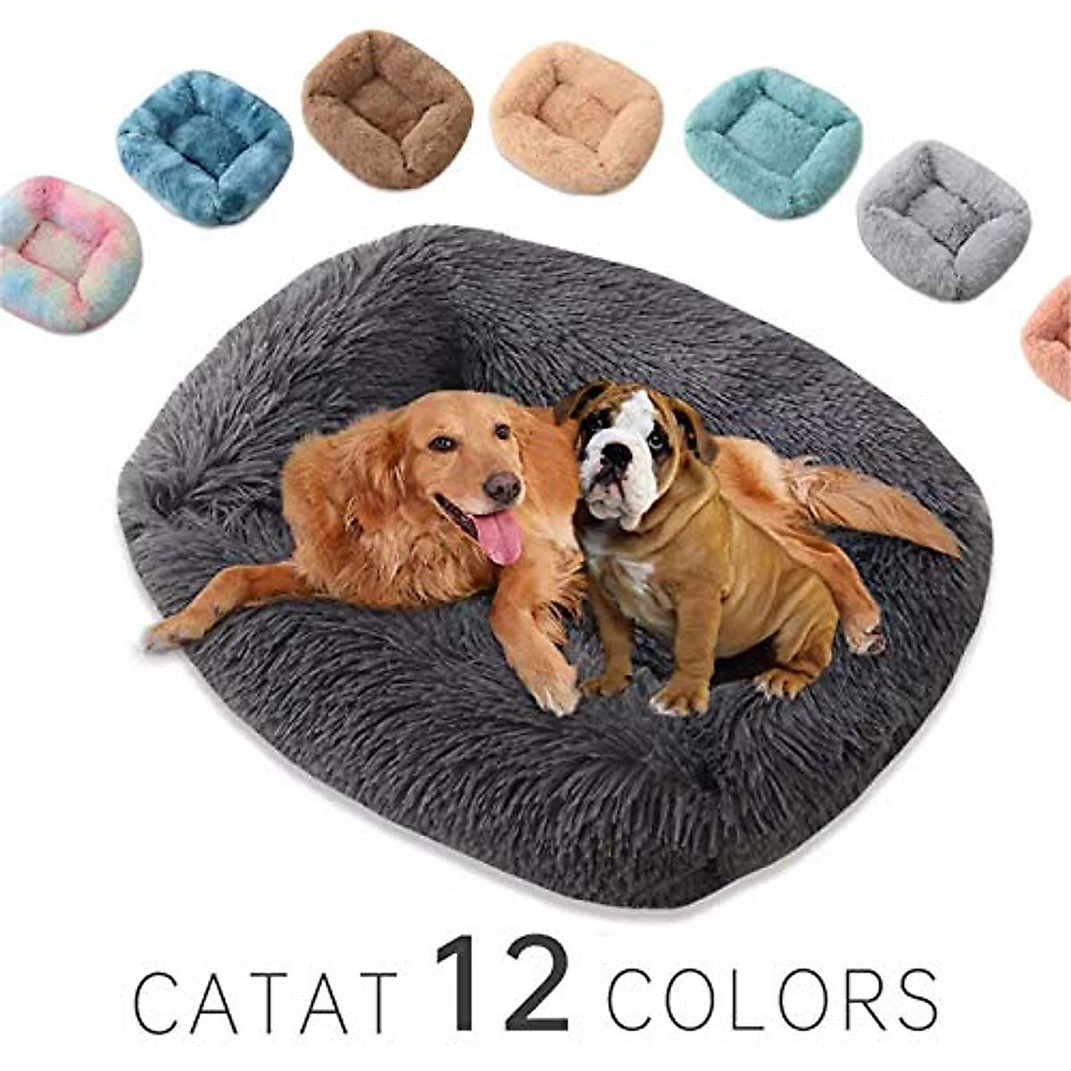Durable Comfortable Natural Cat Dog Beds for Pet,Square Plush Dog Cat Thickened Warm Soft Pet Tent Cave Nest Bed Mat Pad Kennel - Hot Pink S