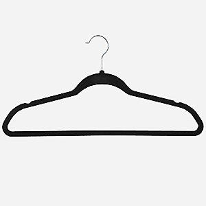 Yaheetech Non-Slip Velvet Hangers - Standard Hangers - Ultra Thin Space Saving Clothes Hangers 360° Swivel Hook for Coats, Jackets, Pants, and Dress Clothes, Black (200-pack)